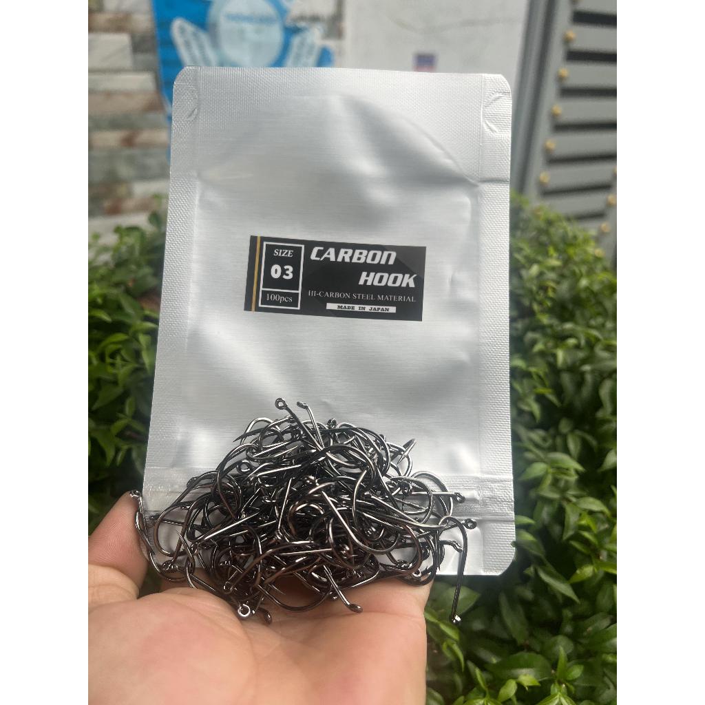 Lưỡi câu cá tra, chim carbon hook số 3 và 4 bịch 100 cái | Shopee Việt Nam