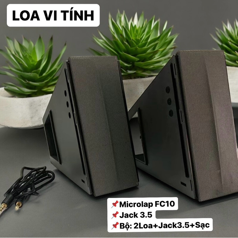 LOA MÁY TÍNH MICROLAP FC10- Âm thanh ấm-hàng thanh lý Chuẩn Kết nối máy tính bằng jack 3.5. Bộ 2 ...