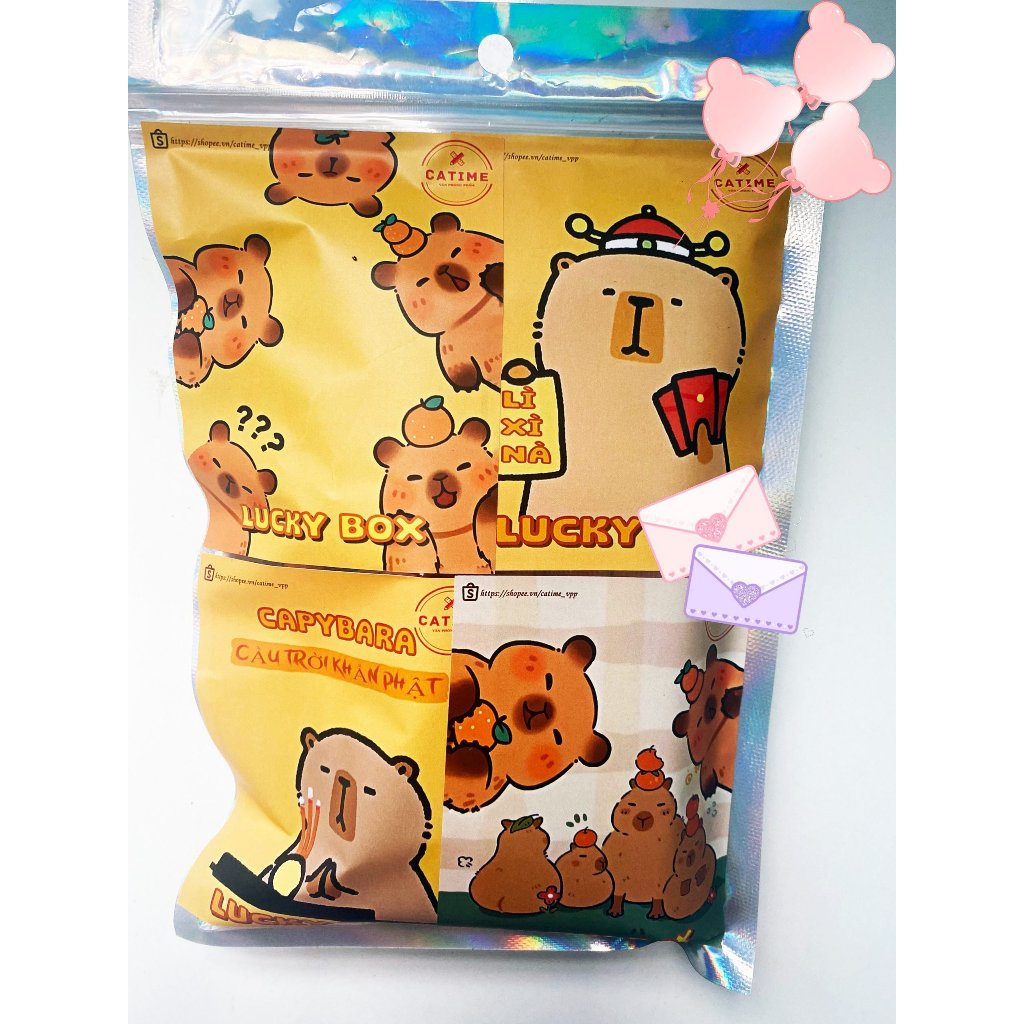 Túi nhân phẩm, lucky box CAPYBARA, LOOPY đồ dùng học tập size to, túi ...