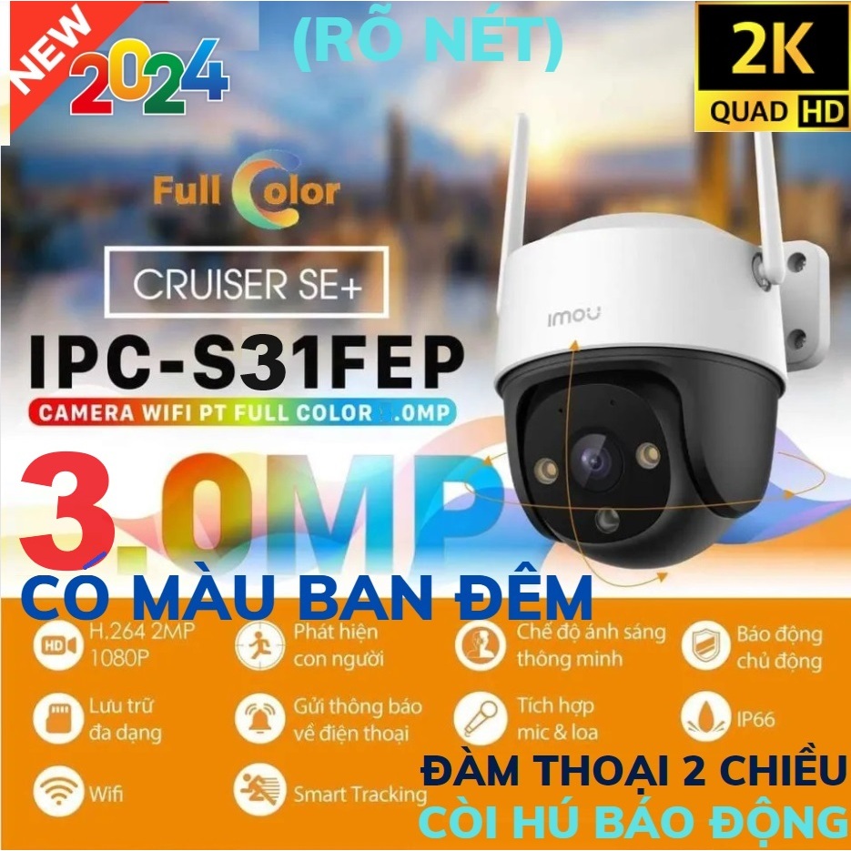 Camera Wifi IMOU Ngoài trời Màu ban đêm, Xoay 360 độ, CRUISE-2, GS7 , 2MP 4MP S41FP S21FP Chính ...
