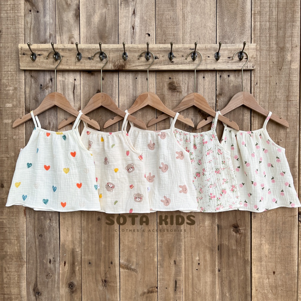 Áo 2 dây vải xô muslin cho bé gái sơ sinh từ 0-5 tuổi 🐯SOTA KIDS🐯 ...
