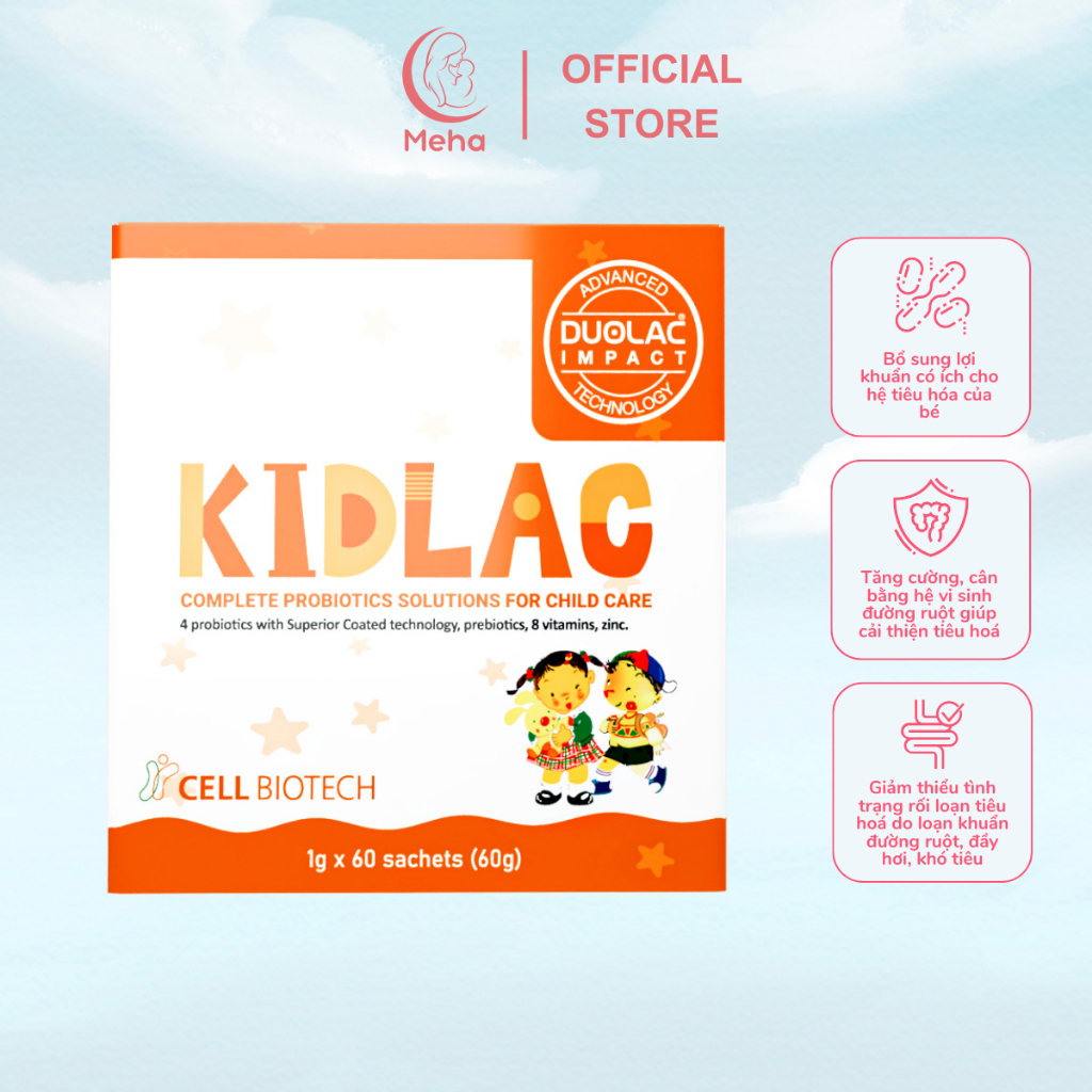 Men vi sinh KIDLAC hỗ trợ tiêu hoá đường ruột bổ sung vitamin lợi khuẩn ...