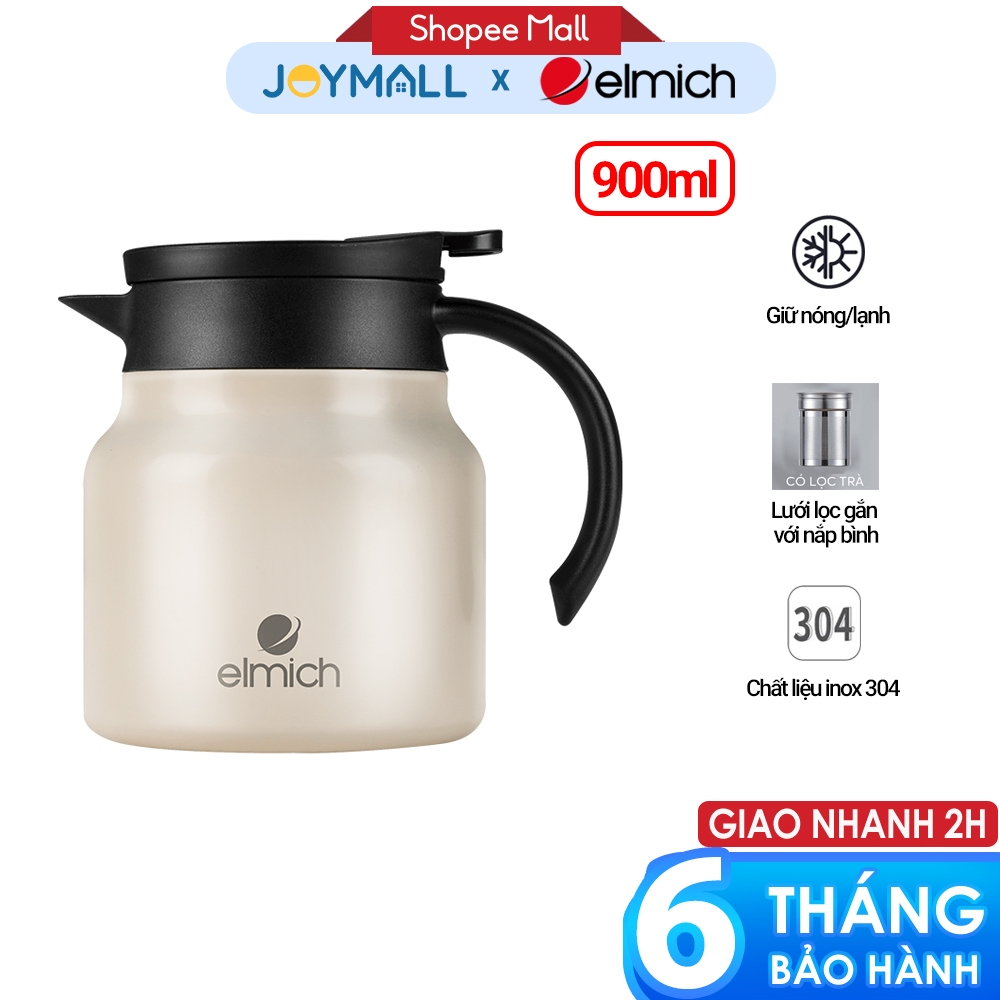 Bình giữ nhiệt 900ml Elmich EL8299, Hàng chính hãng, inox 304, có lõi lọc pha trà, cà phê ...