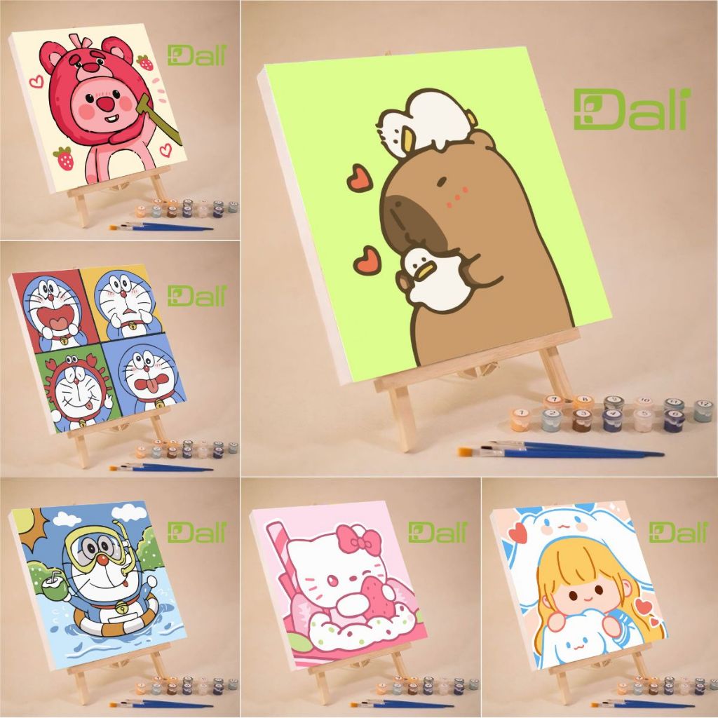 Tranh sơn dầu tự tô màu số hoá cho trẻ em Doraemon, Loopy, Capybara ...