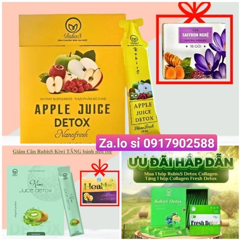 Siêu phẩm Giảm cân Rubiss detox Táo tặng safon nghệ, chính hãng 100% ...