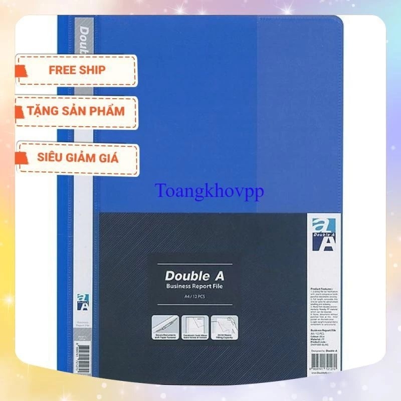 Tập 12 chiếc bìa nhựa acco Double A màu xanh- Bìa acco TT ( 12 chiếc ...