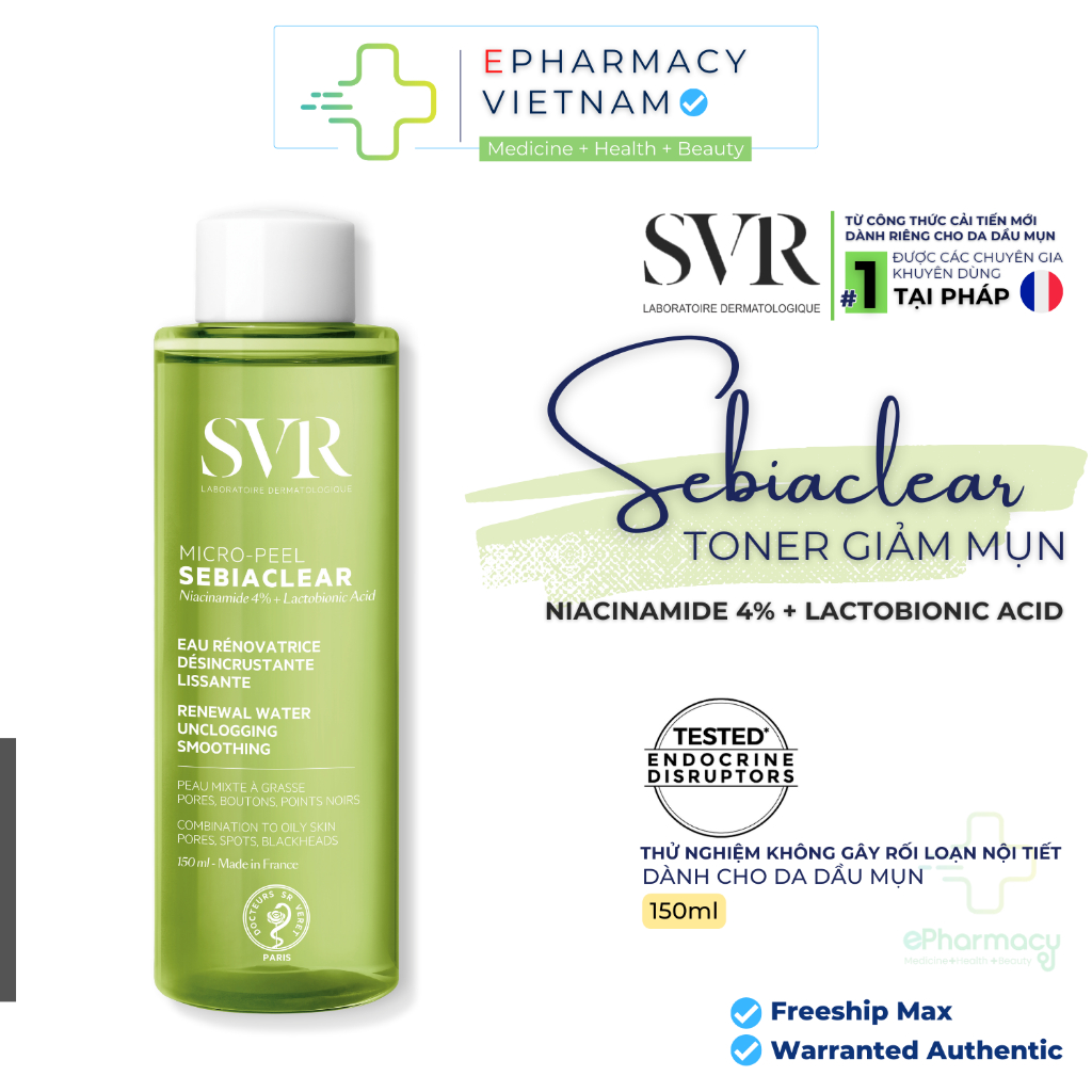 Toner SVR Sebiaclear Micro Peel Giúp Giảm Mụn & Cân Bằng Da Cho Da Dầu ...