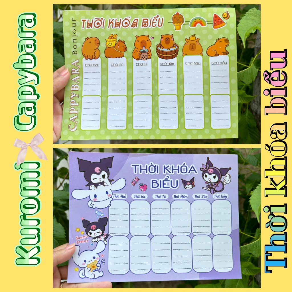 THỜI KHÓA BIỂU LOOPY, CAPYBARA CUTE Có sẵn Keo Dán Tiện Lợi (SIZE A5 ...