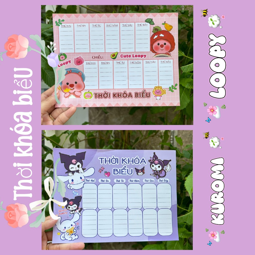 𝐘𝐞̂𝐮 𝐭𝐡𝐢́𝐜𝐡 | Thời Khóa Biểu Có Keo Dán Mẫu CAPYBARA - LOOPY - KUROMI ...
