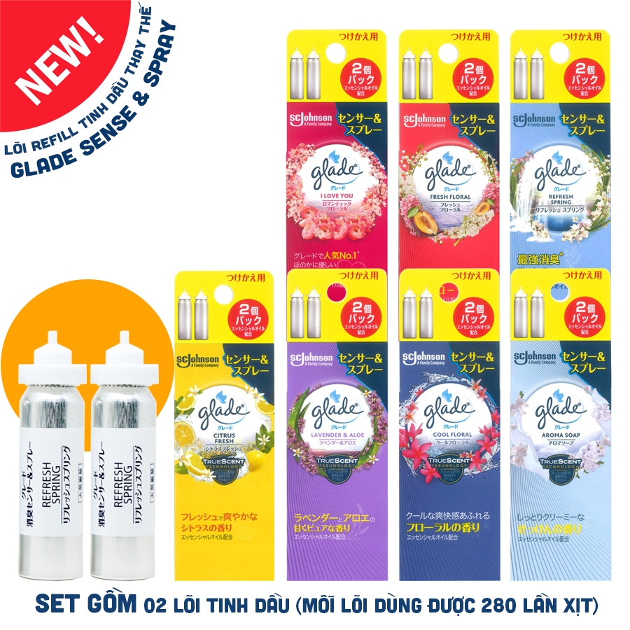 Set 2 chai refill lõi tinh dầu máy cảm biến thơm phòng Glade 18mL nội ...