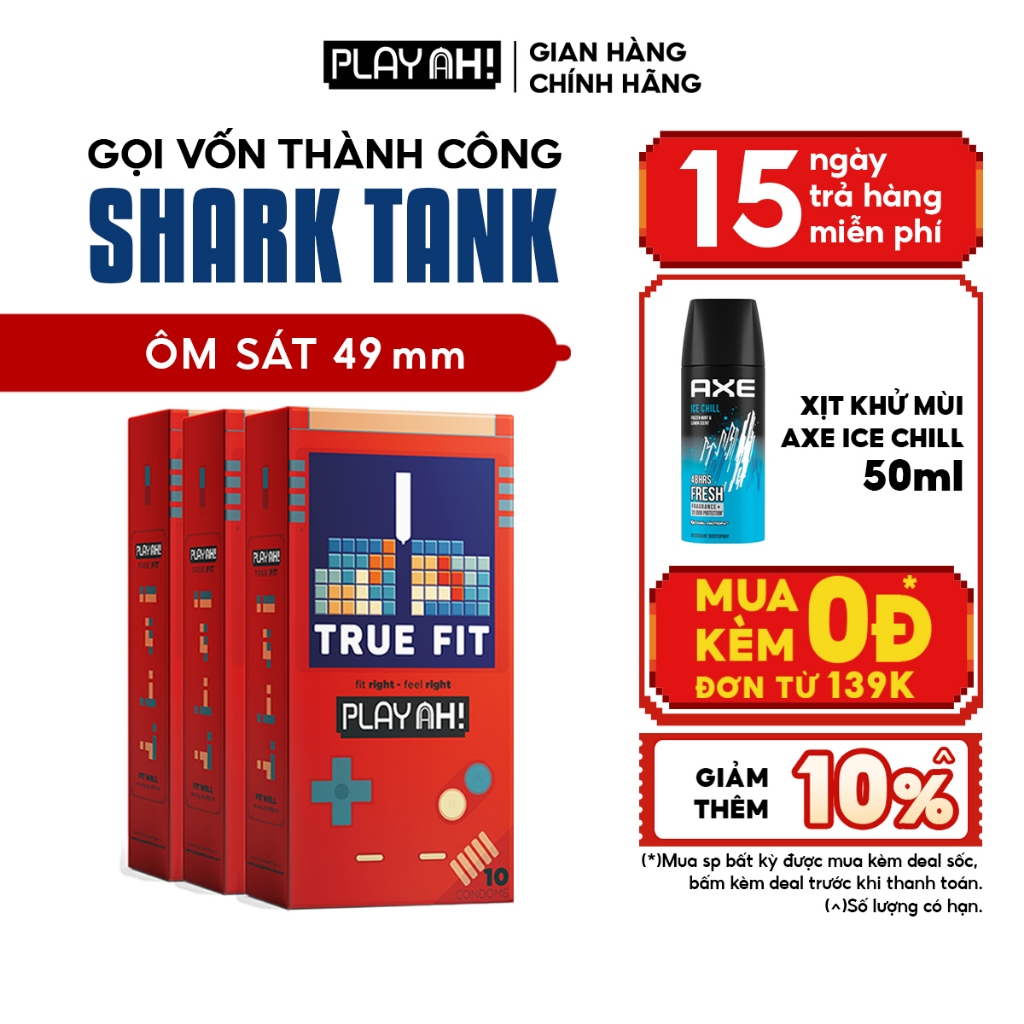 Combo 2 hộp/3 hộp Bao Cao Su PLAYAH True Fit Ôm Sát Hộp 10 Bao size 49mm | Shopee Việt Nam