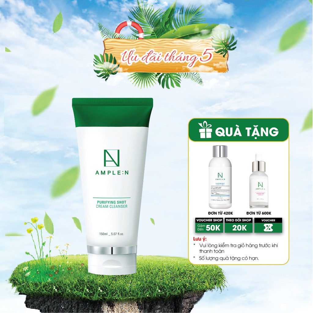 Sữa Rửa Mặt Dịu Nhẹ AMPLE:N Purifying Shot Cream 150ml | Shopee Việt Nam