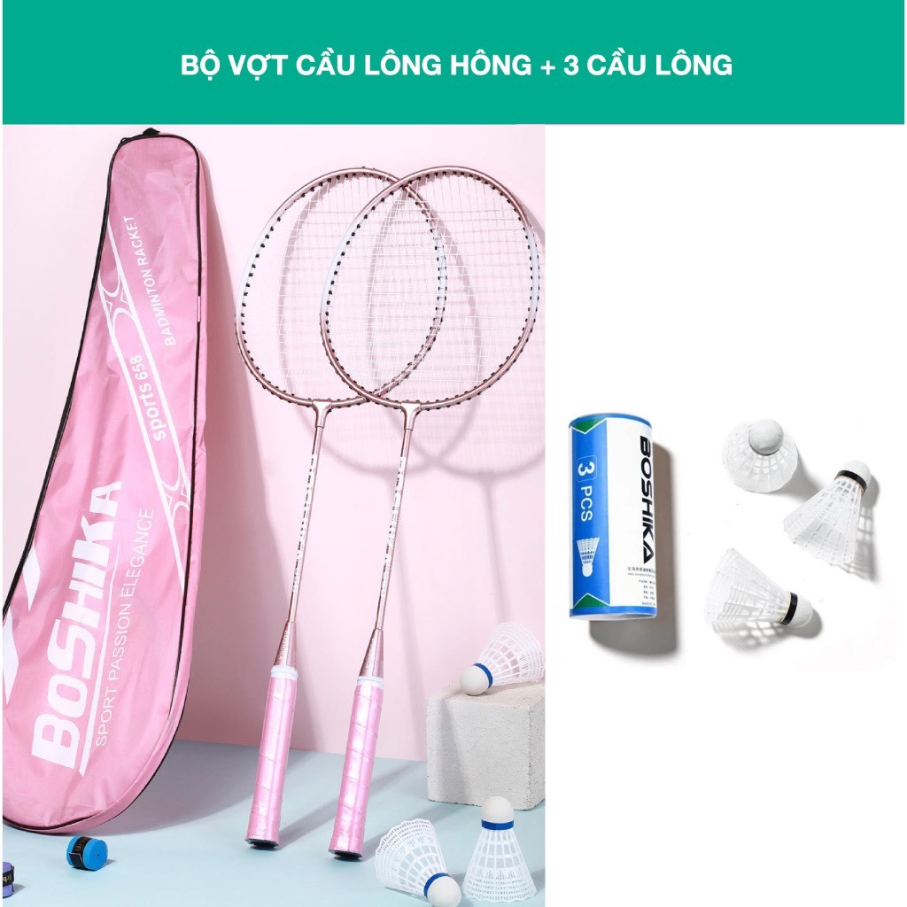 Vợt Cầu Lông Chính Hãng Boshika Set 2 Vợt Chất Lượng Cao + Tặng 3 Quả ...