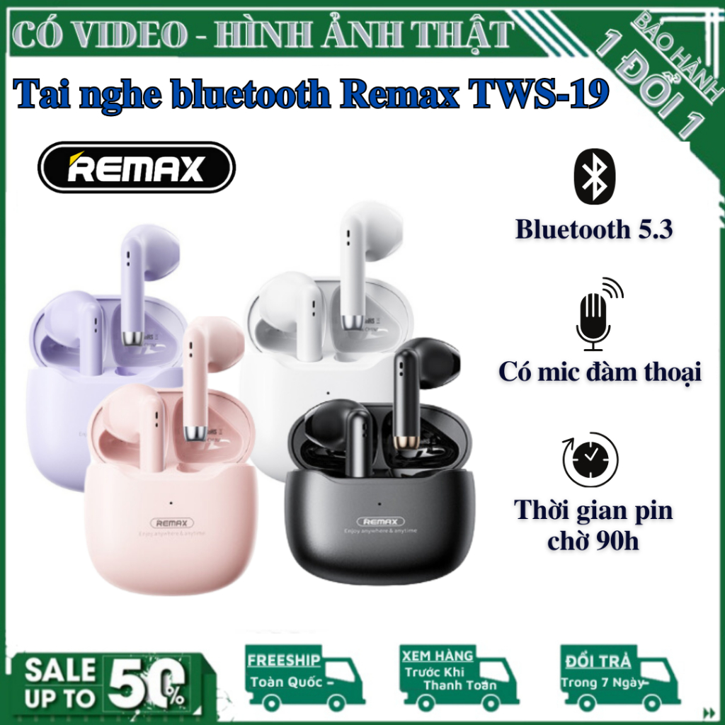 Tai Nghe Không Dây Bluetooth True Wireless Remax TWS-19, Chống Ồn, Có ...