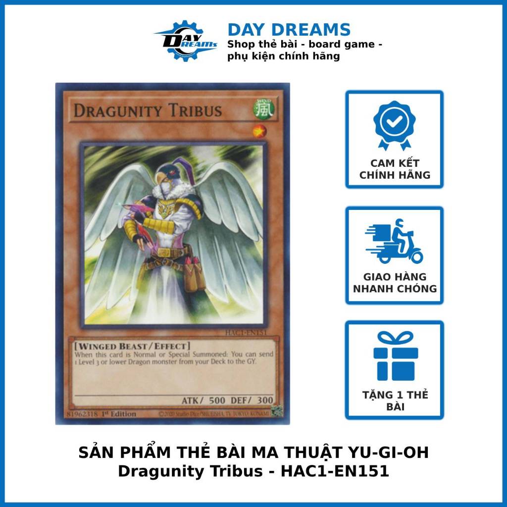 Thẻ bài Yugioh!: Dragunity Tribus - HAC1-EN151 - Common | Shopee Việt Nam