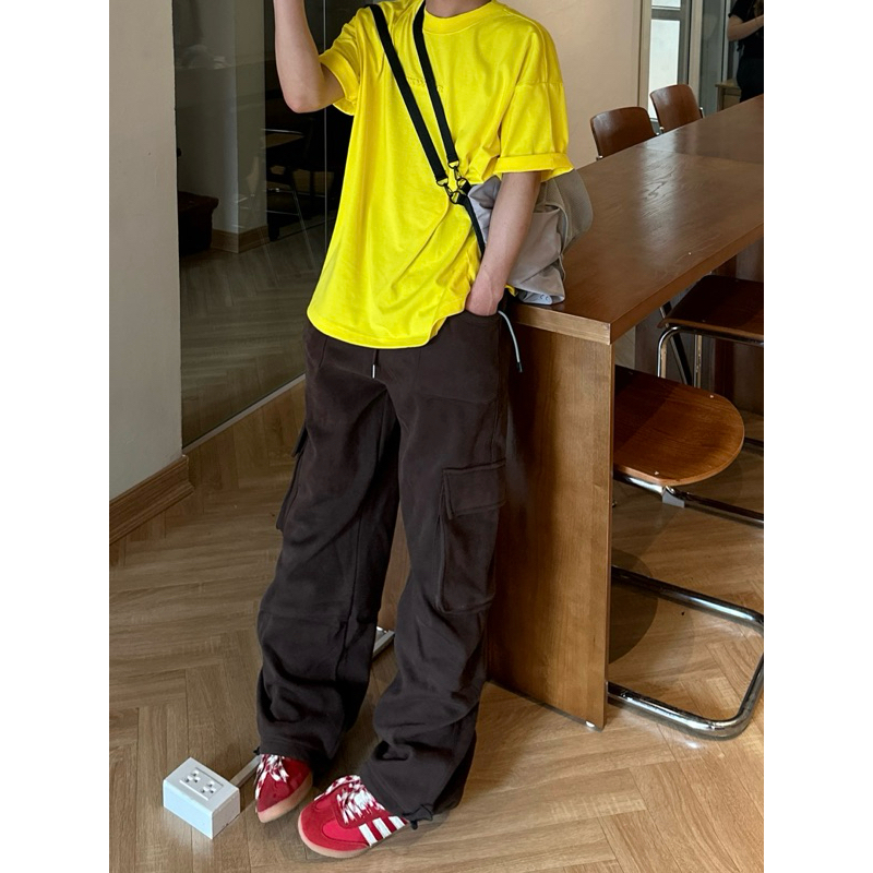 BOX PANT brown nhung ống rộng ( có dây rút ) | Shopee Việt Nam