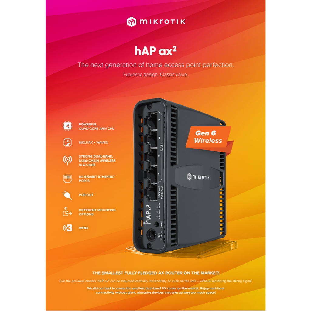 Mikrotik hAP ax2 C52iG-5HaxD2HaxD-TC Gigabit Bộ định tuyến không dây ...