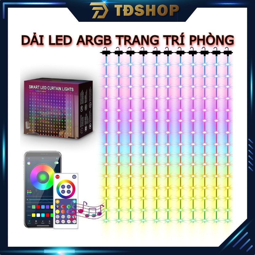 Bộ dây led ARGB 16 triệu màu điều khiển bằng app điện thoại, remote ...