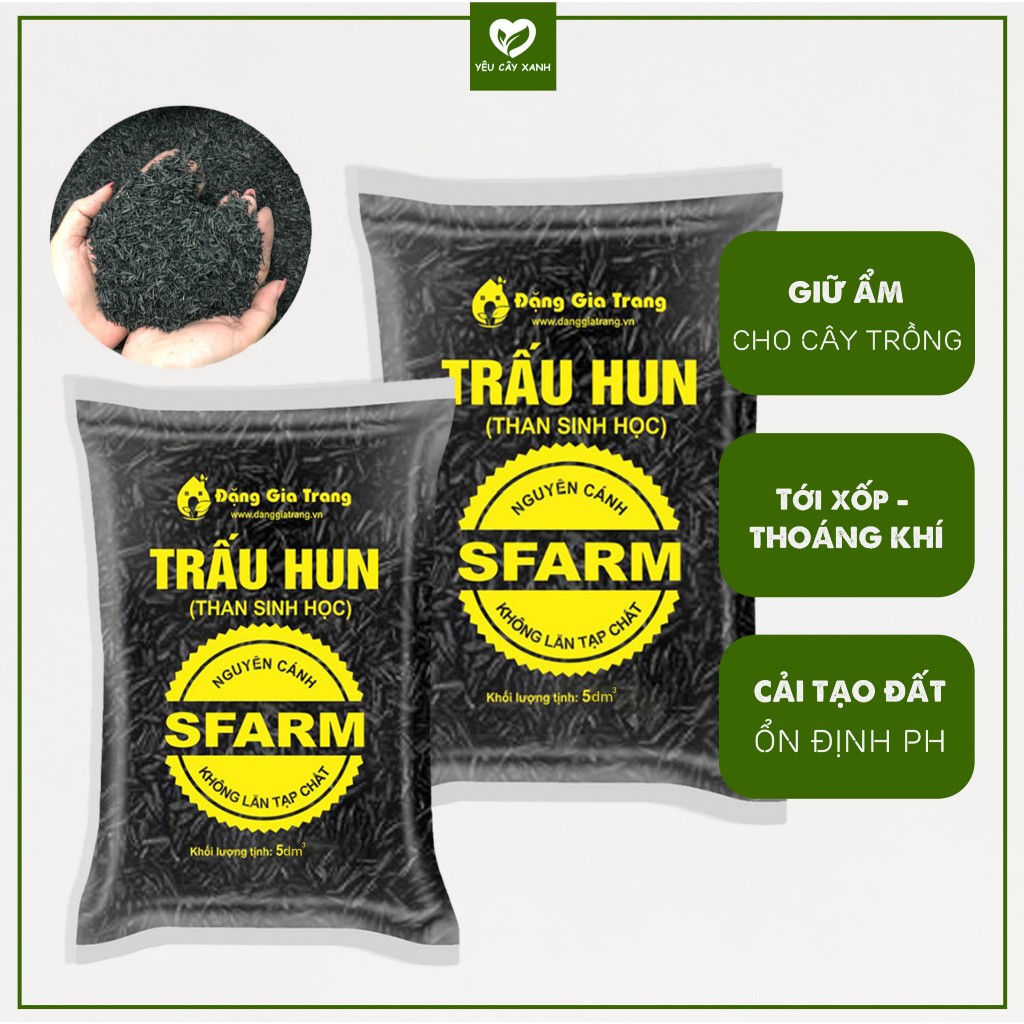 Trấu Hun Nguyên Cánh Sfarm sử dụng để Trộn Đất Trồng cây, Trộn Giá Thể, Ươm Cây, Trồng Rau Túi ...