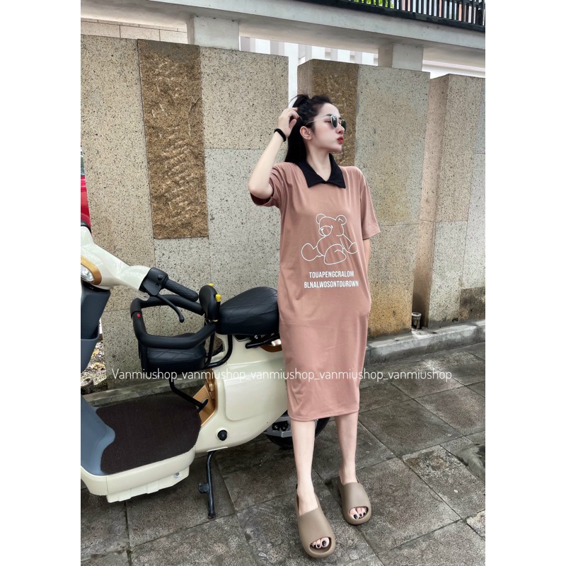 Đầm bầu polo cổ sơ mi cotton mát mịn | Shopee Việt Nam