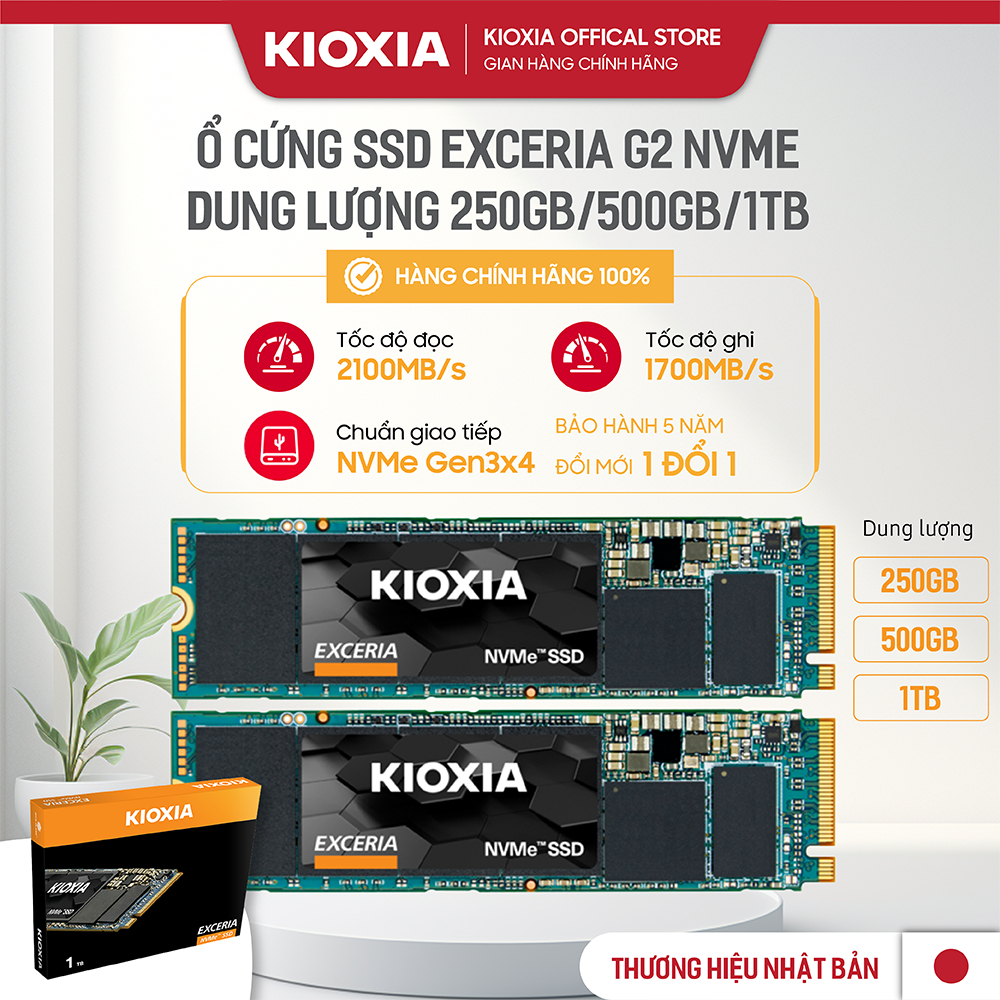 Ổ CỨNG SSD NVMe dung lượng 250GB/500Gb/1Tb KIOXIA EXCERIA / EXCERIA G2 Gen3x4 đọc 2100mb/s, ghi ...
