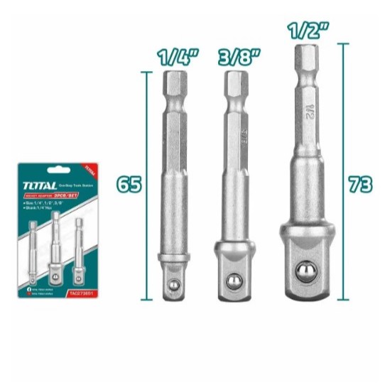 TOTAL - TAC273651 Bộ 3 đầu chuyển máy bắt vít sang đầu tuýp | Shopee ...