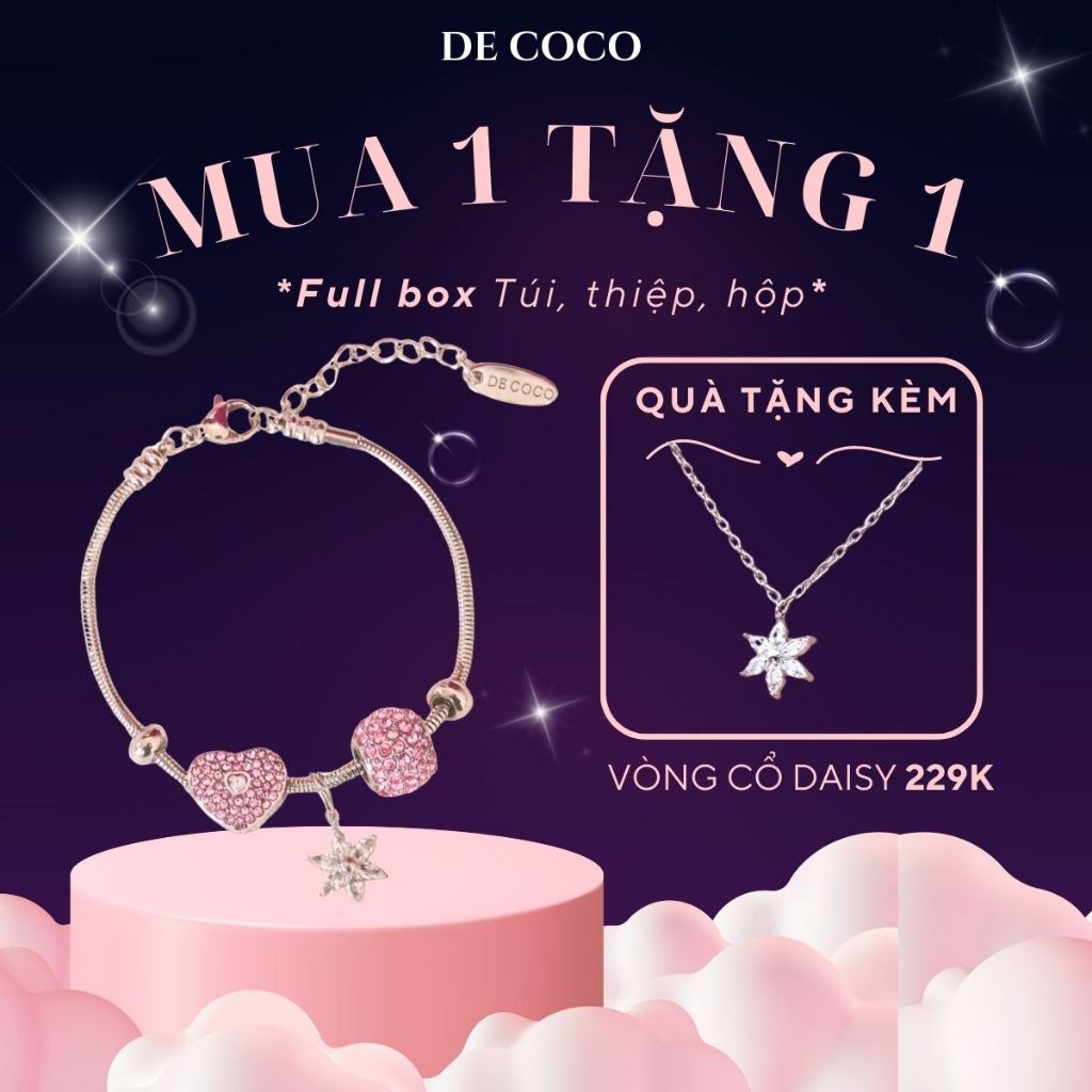[MUA 1 TẶNG 1 VÒNG CỔ DAISY] Vòng tay nữ De Coco Lumi Charmy Hồng (kèm ...