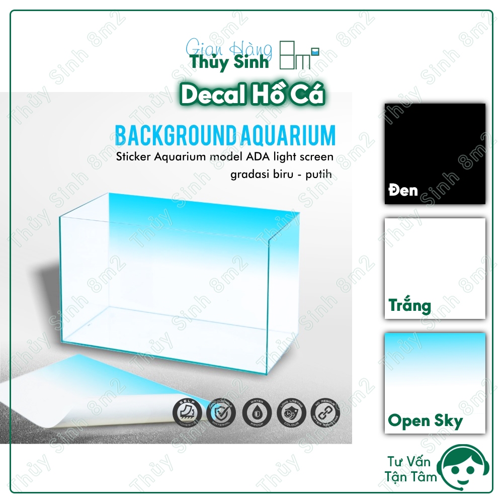 (Dưới 60cm) Tranh Decal Open Sky ADA, Decal Đen, Trắng | Decal Dán Hồ ...