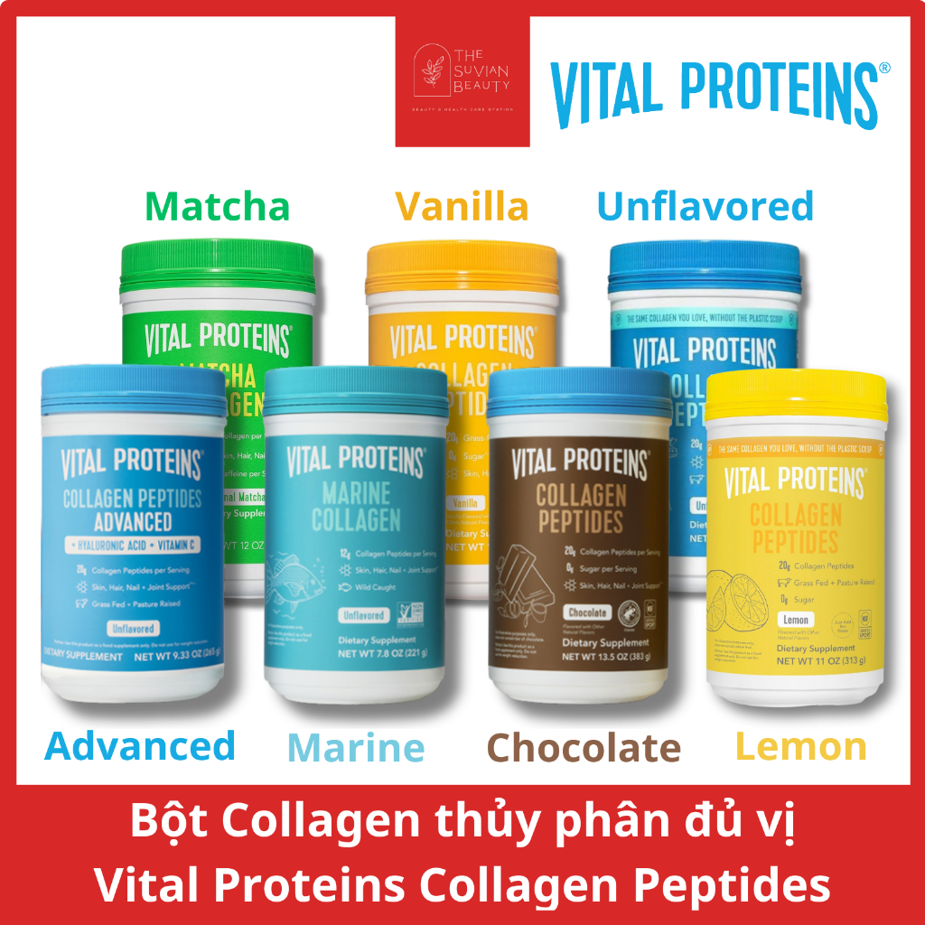 Bột Collagen thủy phân Vital Proteins Collagen Peptides đủ vị (không chứa GMO-sữa-gluten ...
