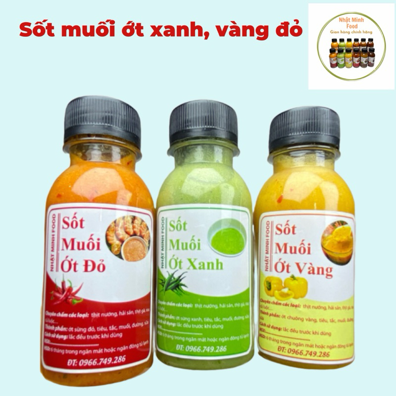 Sốt muối ớt đỏ, ớt xanh, ớt vàng chấm hải sản, thịt nướng, thịt gà ...