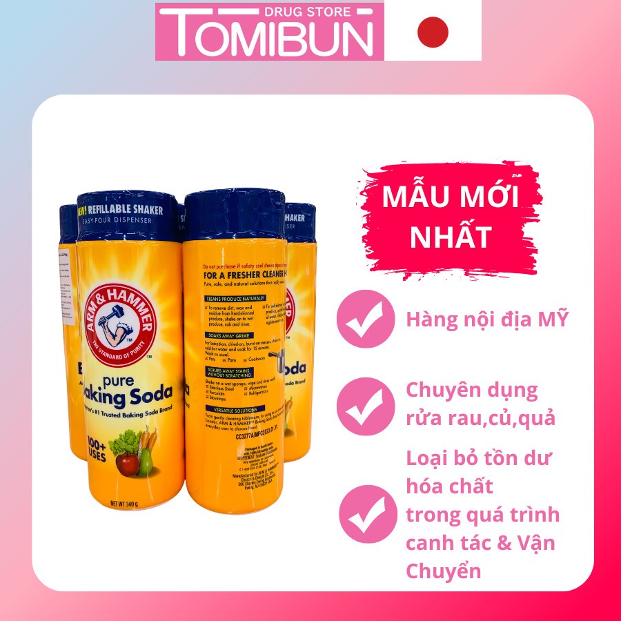 Bột rửa rau, củ, quả Baking soda Arm & Hammer Mỹ 340g- Hàng nội địa USA- Tomibun | Shopee Việt Nam