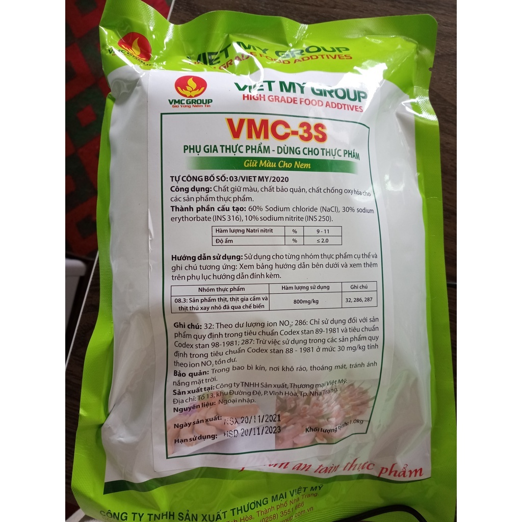 VMC 3S-PHỤ GIA TẠO HỒNG TỰ NHIÊN CHO CÁC SẢN PHẨM NEM, GIÒ, CHẢ, XÚC ...