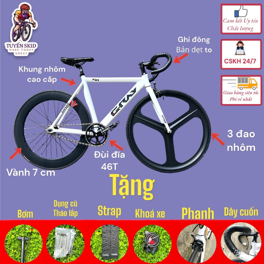 Xe đạp Fixed Gear giá rẻ chính hãng GRAY F10(ghi đông cong) Vành trước ...
