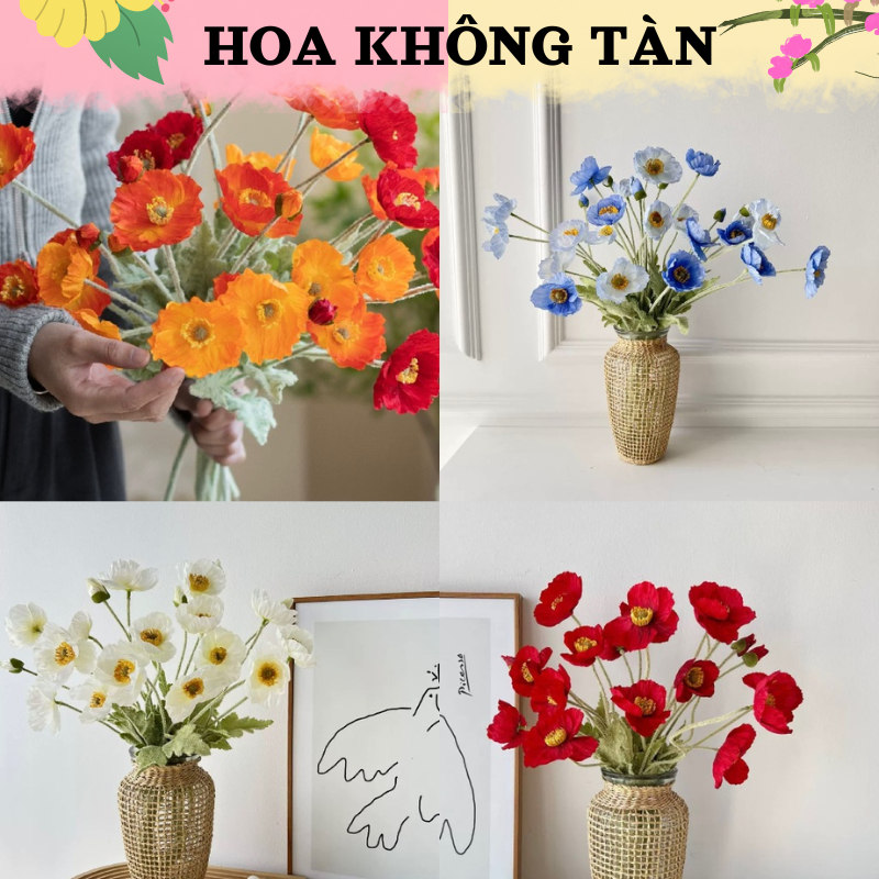 Hoa Poppy giả Hoa Anh Túc Nhân Tạo Cánh To Giả Decor Trang Trí Nhà Cửa ...