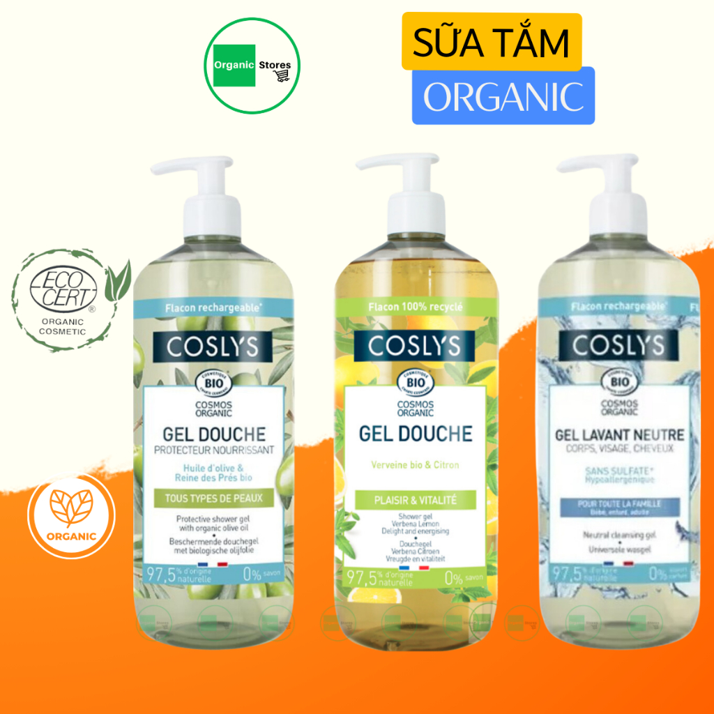 Sữa tắm hữu cơ dạng Gel chiết xuất lô hội - Olive - cỏ roi ngựa cho da nhạy cảm (Coslys ...