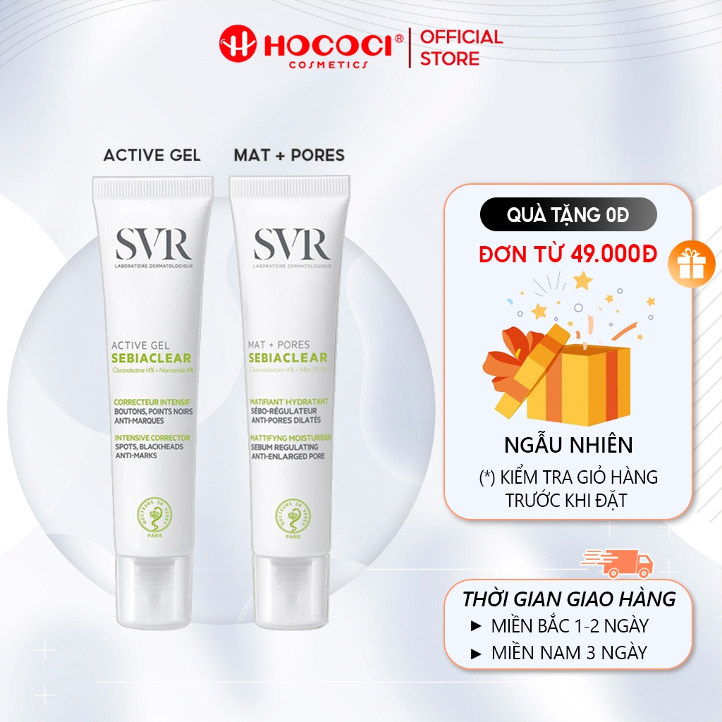 Kem dưỡng SVR Active Gel - SVR Mat + Pores giảm mụn, kiềm dầu, mờ thâm ...
