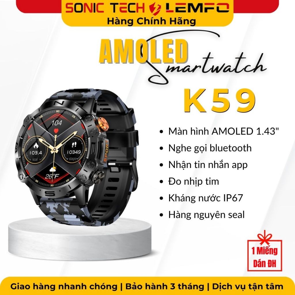Đồng hồ thể thao, Smart watch K59,nghe gọi bluetooth,nhận thông báo,chế ...