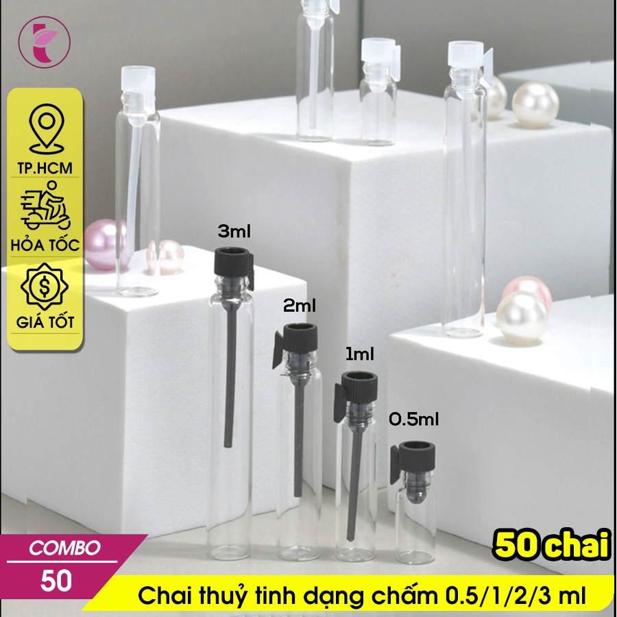[HCM] 50 Chai thủy tinh chiết mẫu thử nước hoa 0.5ml 1ml 2ml 3ml - lọ mini không chứa dung dịch ...