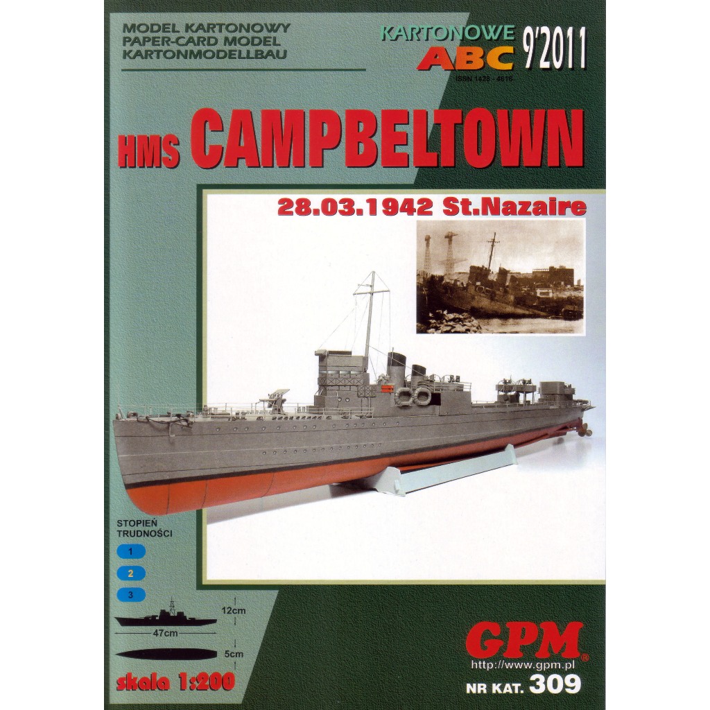 Mô Hình Giấy Khu Trục Hamh Hải quân Hoàng gia Anh HMS Campbeltown (I42 ...
