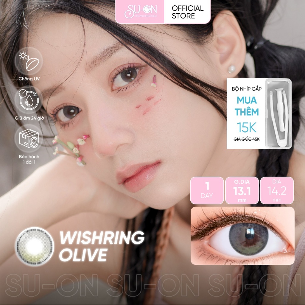 Lens 1 ngày olive và tím khói nhẹ WISHRING OLIVE/VIOLET ANN365 | Kính ...