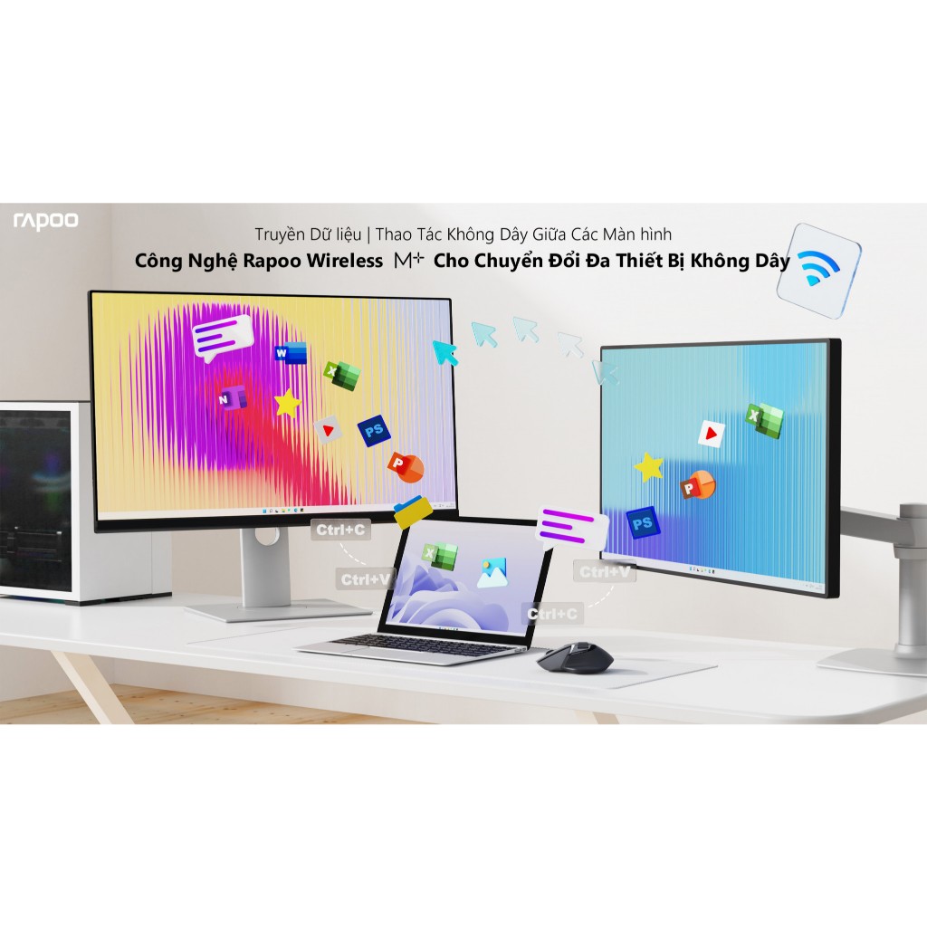 Chuột không dây Gaming Rapoo MT760 Kết nối Wireless / Bluetooth/Dây ...