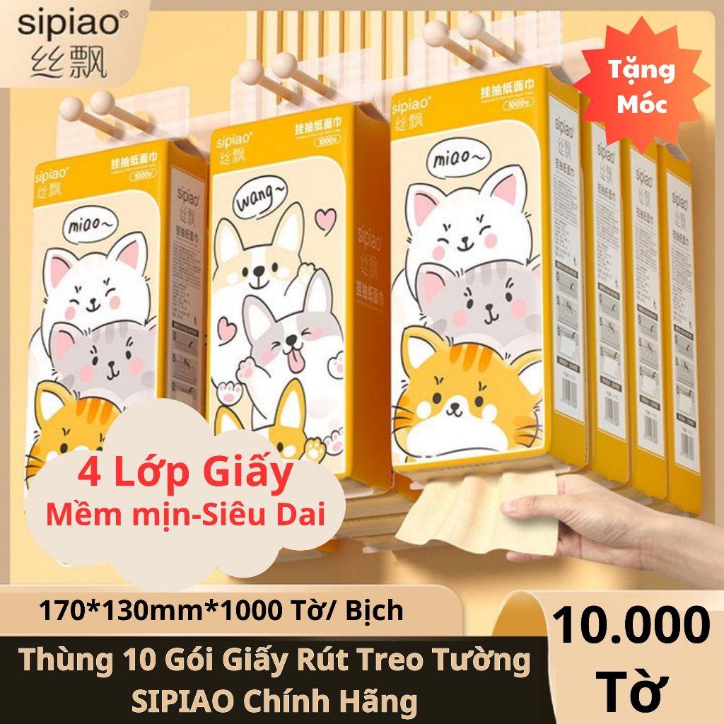 Thùng 10 Bịch Giấy Treo Đa Năng SIPIAO Chó Mèo Vàng Chính Hãng, Khăn ...