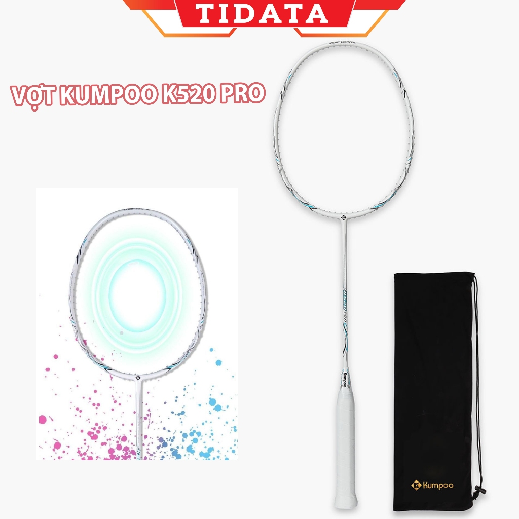 Vợt Kumpoo k520 pro TIDATA chưa căng dây, điểm ngọt lớn giúp đánh cầu dễ dàng, có kèm túi tiện ...