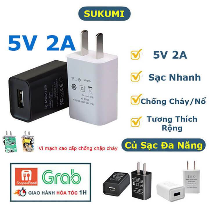 Củ sạc USB 5V 2A sạc nhanh an toàn, củ sạc nhanh điện thoại cổng USB, cục sạc đèn pin, quạt tích ...