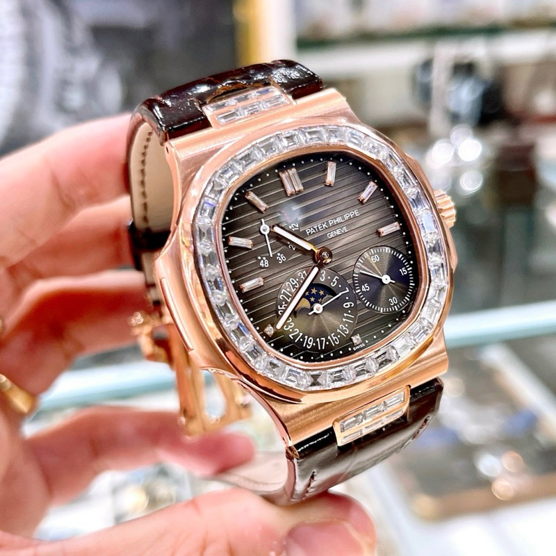 Đồng hồ đính đá nam PP 5724 máy cơ Thuỵ Sỹ Cao cấp Cal240s | Shopee ...