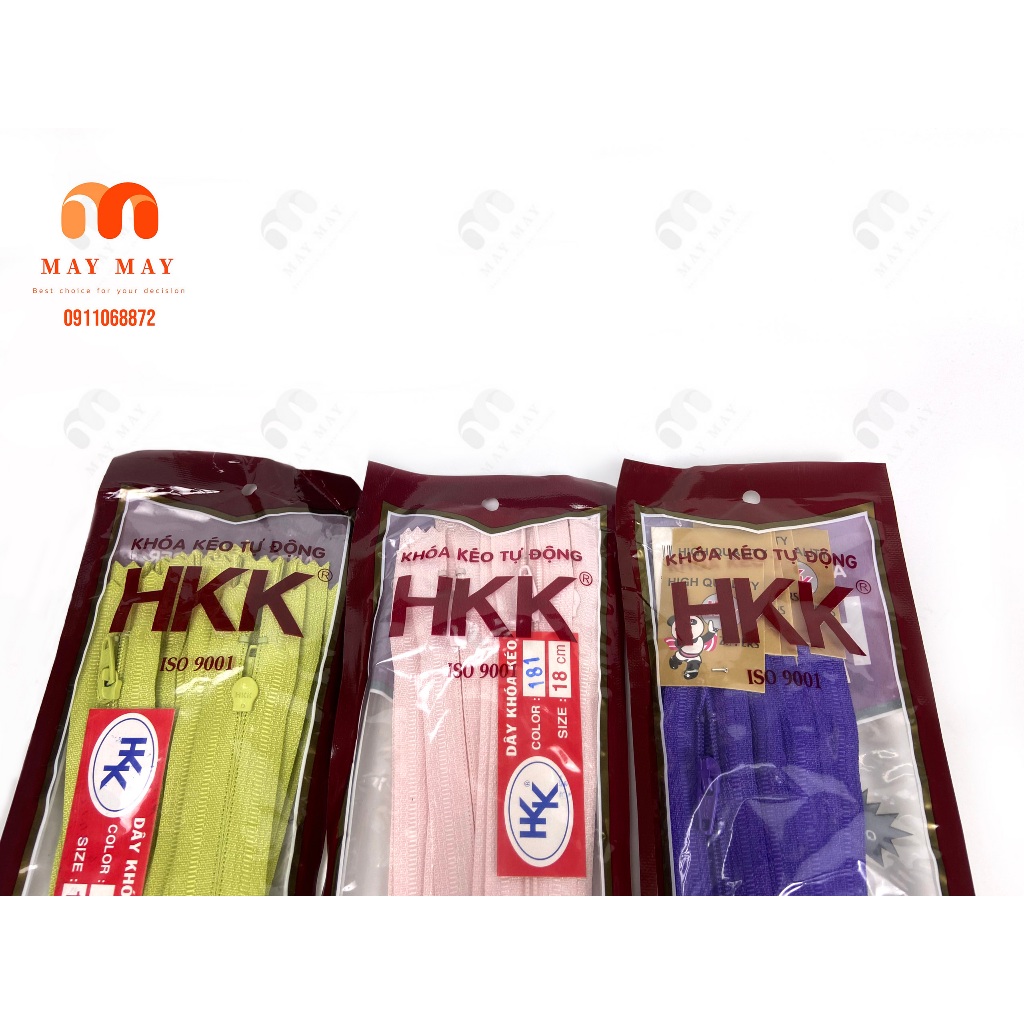 Khóa quần HKK tự chốt ( túi 12 sợi) 18cm - Dây kéo quần tây 18cm ...