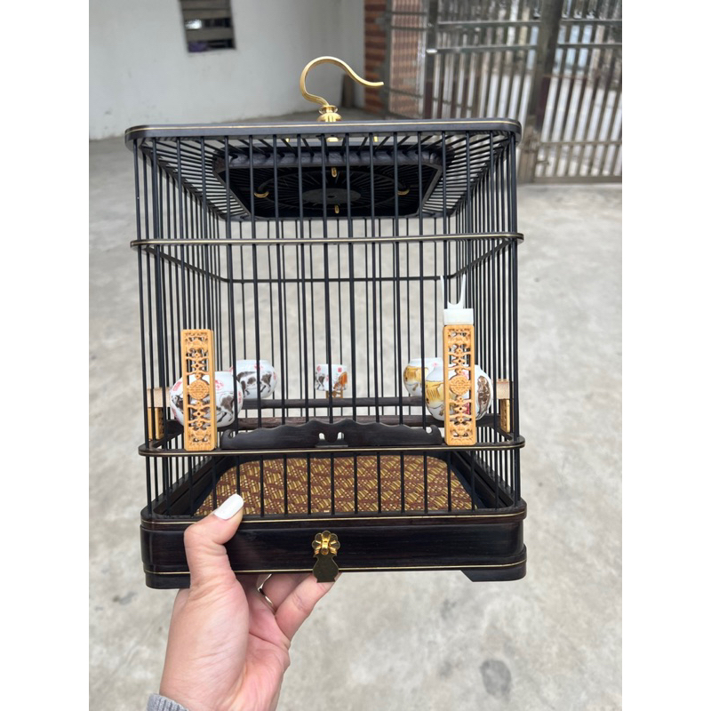 Lồng chim Vành Khuyên Vuông size 23 chất liệu gỗ mun nhập Trung Quốc ...