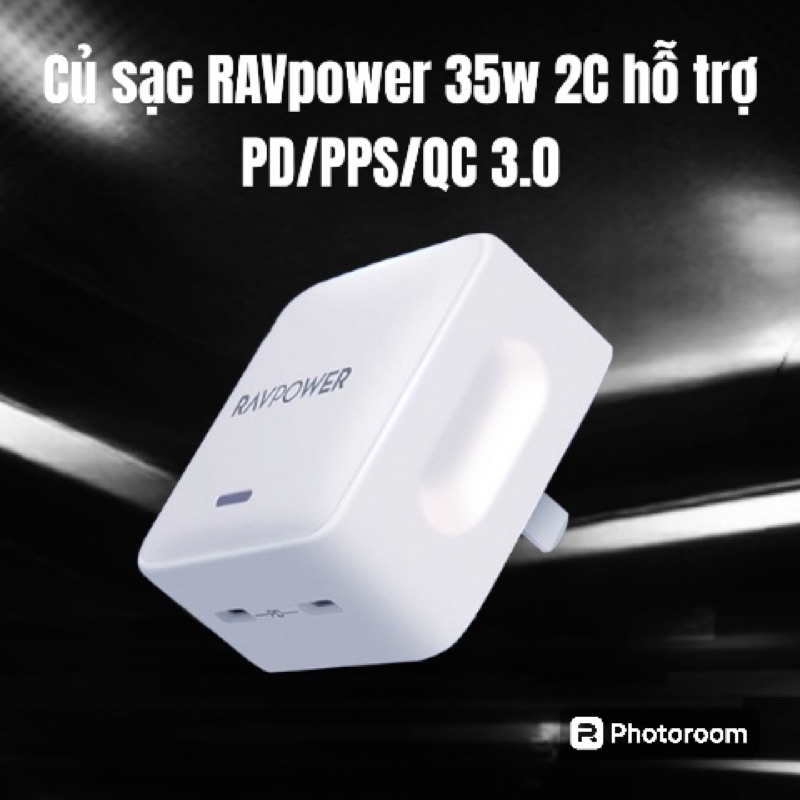 Củ sạc Ravpower RP PC1031 PD Pioneer 35w 2 cổng type C công nghệ Gan, hỗ trợ PD/PPS/QC 3.0 ...