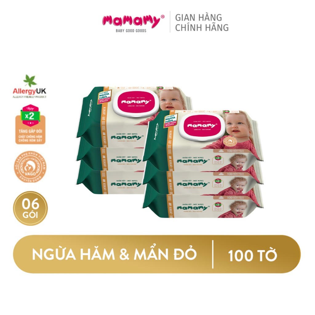 Khăn giấy ướt Mamamy 100 tờ/gói có nắp chủ động ngừa hăm cho bé ...