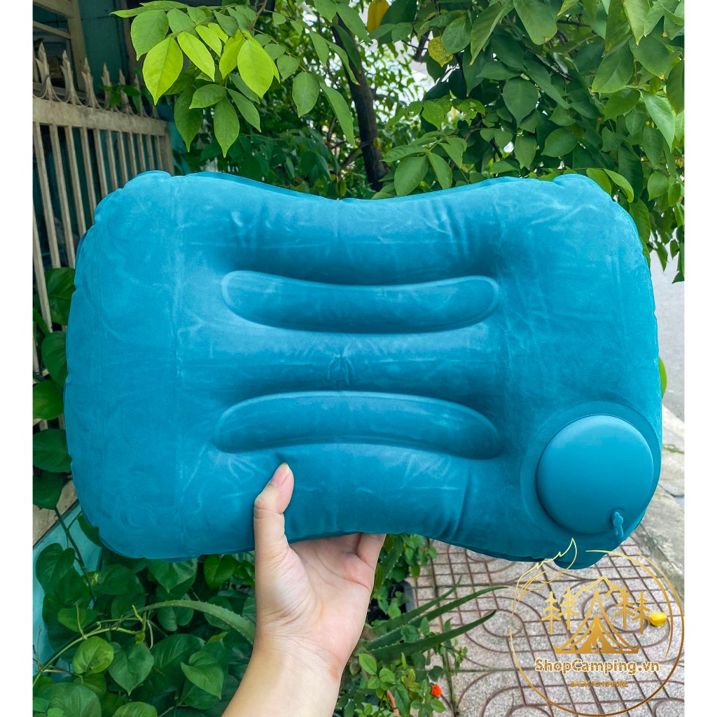 Gối hơi gấp gọn tự bơm hơi, gối hơi văn phòng xếp gọn du lịch dã ngoại ...